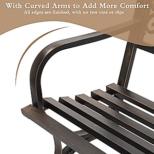 Butterfly Back Cross Feet Bronze Iron Bench, Powder-Coated Iron Outdoor Garden Bench, 50 x 23.82 x 33.27 inches, Bronze