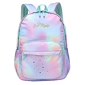 BIAOGOD Girl's Backpack Elementary School Children's Backpack over 8 years old (purple gradient)