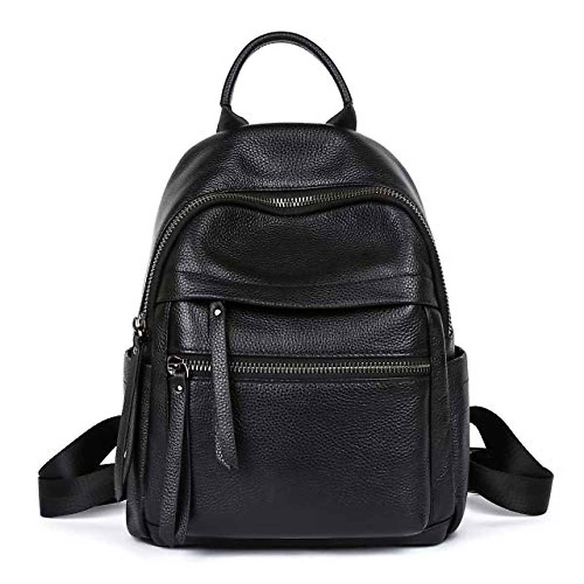 Genuine Leather Backpack Purse for Women Multi-functional Elegant Daypack for ladies (Black)