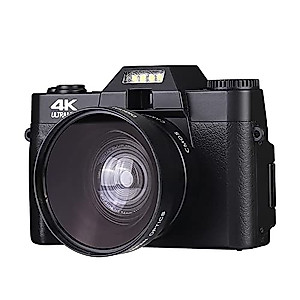 abaolux 4K Digital Camera with WiFi, 16X Digital Zoom, 180 Degree Flip Screen, 180 Degree Flip Screen, Wide Angle Lens, Macro Lens, 2 Batteries and 34GB TF Card