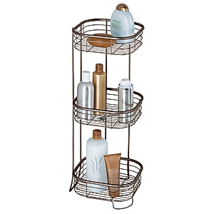 iDesign Forma Metal Wire Corner Standing Shower Caddy, 9.5" x 9.5" x 26.25", Bronze & Kyoto Bar Soap Holder for Bathroom Shower, Vanities, Kitchen Sink - Bronze