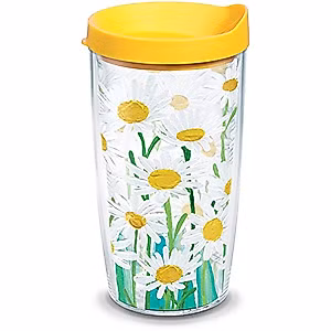 Tervis Painted White Daises Insulated Tumbler with Wrap and Lid, 16 oz - Tritan, Clear