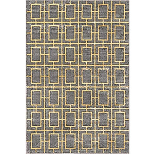 Unique Loom Marilyn Monroe Glam Collection Area Rug - Deco (6' 1' x 9' Rectangle, Gray Gold/ Gold)