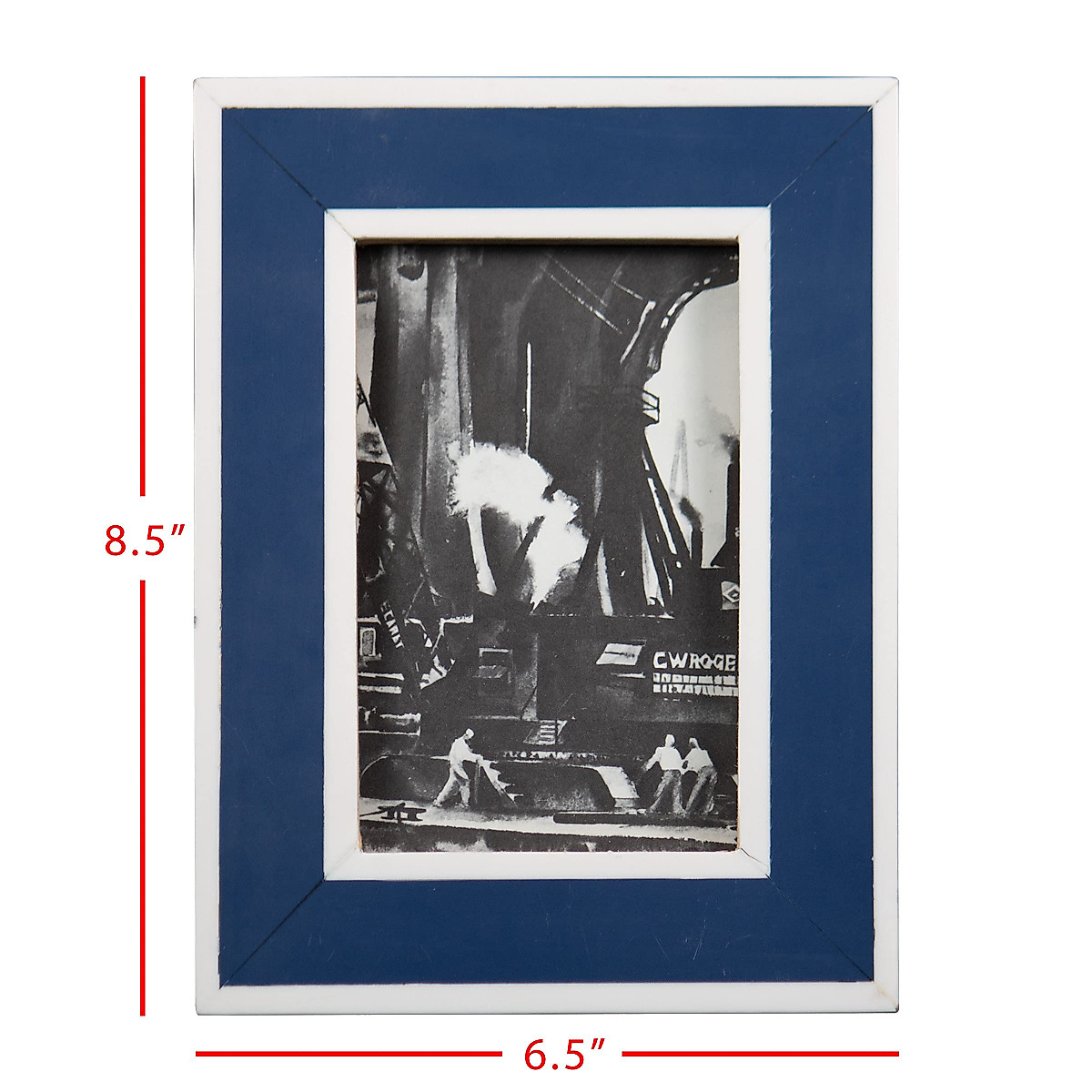 Foreside Home & Garden Blue and White Resin 4x6 Inch Wood Decorative Picture Frame FFRD09977