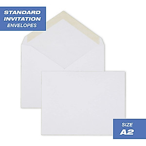 Mead Standard Invitation Envelopes, Gummed Closure, Premium 24-lb Paper, 4-3/8" X 5-3/4", White, 100/Box (CO198)