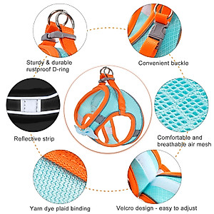 WOCUME Dog Harness with Leash Set, Step-in Breathable Puppy Cat Dog Vest Harnesses, No Pull Adjustable Reflective Puppy Harness with Soft Padded Vest for Extra-Small/Small Medium Large Dogs and Cats