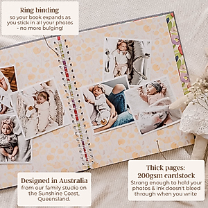 Peachly Baby Memory Book For Girls | First Year Baby Book Keepsake for Milestones | First Five Years Baby Girl Book | Baby Keepsake Book First Year Memory Book | Linen Botanica