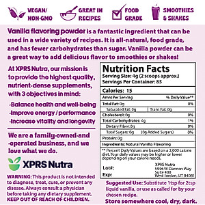 XPRS Nutra Vanilla Flavoring Powder - Fresh Vanilla Powder - Premium Vanilla Powder for Baking Pure Vanilla Bean Powder Flavoring - Make Vanilla Sugar for Baking Vanilla Powder for Coffee (12 Ounce)