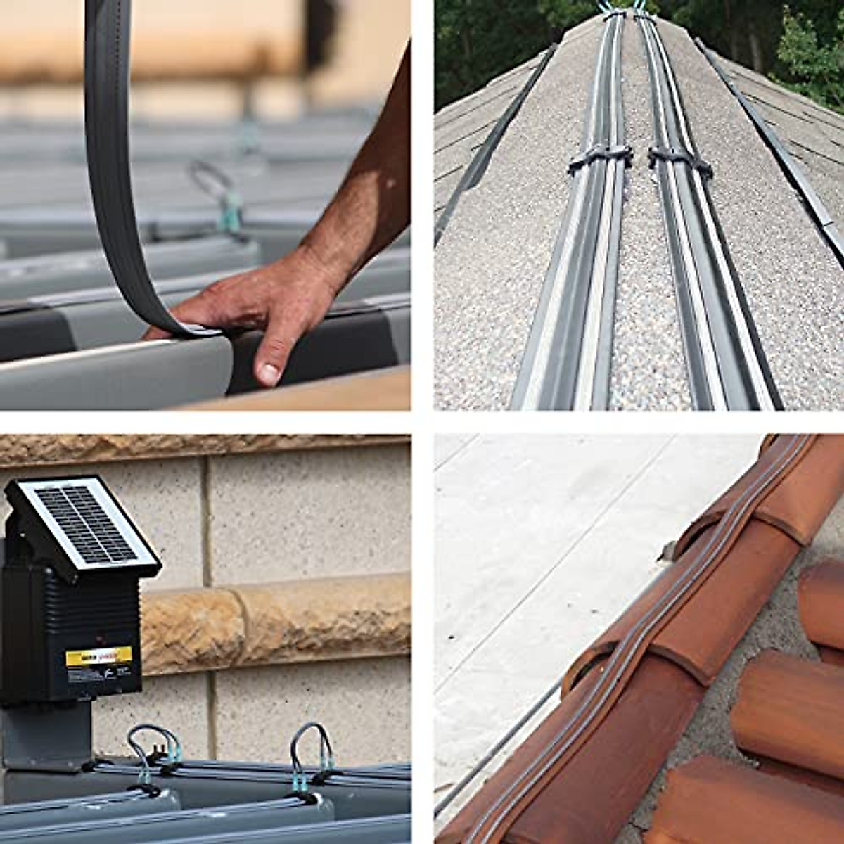 Bird Barrier Bird-Shock Flex-Track – 50ft Low Profile Electrified Track Bird Deterrent – Flexible PVC Strips with Stainless Steel Braid – Bird Repellent for Roofs, Parapets, Ledges - Sign Red