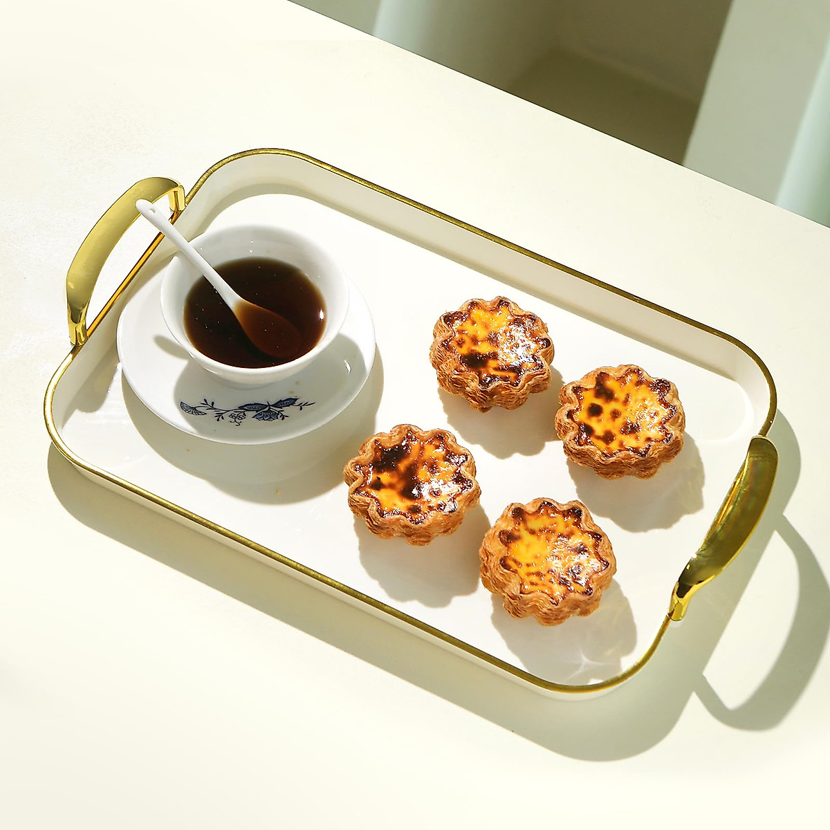 Aayoruro Serving Tray with Handles Set of 3 Rectangular Large Serving Platters 18.3/16.7/14.8 Inch White Plates for Dinner, Party, Entertaining