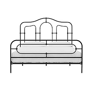 Mr. Kate Primrose Metal Bed with Secured Slats, Headboard and Footboard, Queen Size Frame, Black