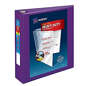 Avery Heavy Duty View 3 Ring Binder, 2" One Touch EZD Ring, Holds 8.5" x 11" Paper, 1 Purple Binder (79777)