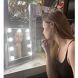 NUSVAN Vanity Mirror with Lights,Makeup Mirror with Lights,3 Color Lighting Modes Detachable 10X Magnification Mirror Touch Control,360°Rotation