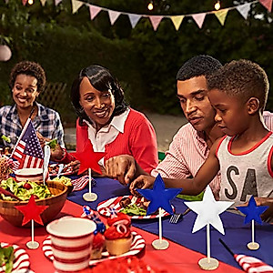 5 Set Star Patriotic Wood Stand Patriotic Tiered Tray Decor Fabric Star 4th of July Wood Signs Independence Day Signs American Star Decor for Independence Day Decor (Stylish Style)