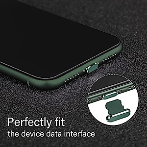 Weewooday 4 Pieces Anti Dust Plugs Compatible with iPhone 11, 12, 13, 14, Pro, Max/x/xs/xr, 7, 8 Plus, iPad Mini/Air, Protects Charging Dust Cover(Midnight Green)