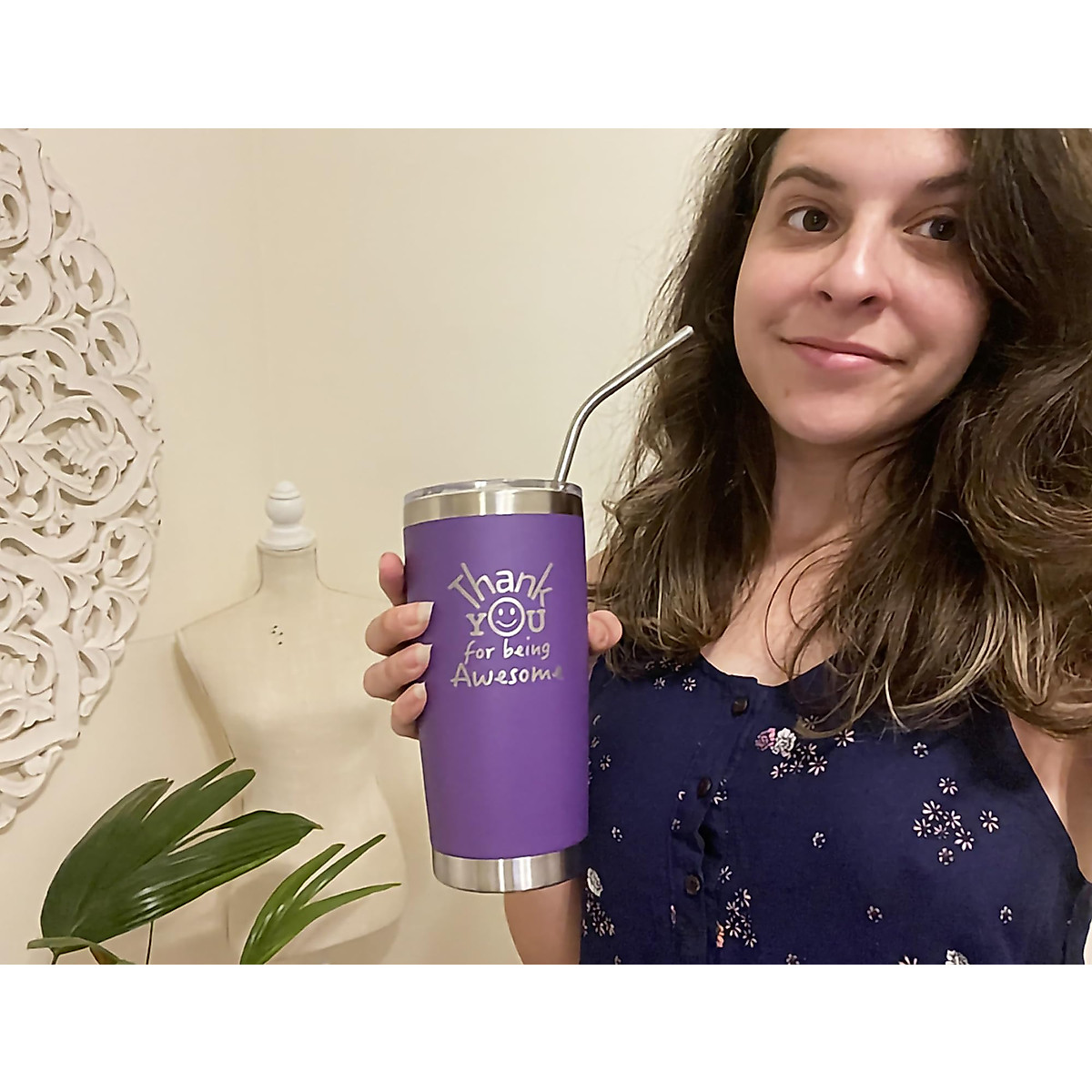 DLOCCOLD Thank You Gift for Coworkers, Valentine's Day, Appreciation for Employees, Teachers, Friends - 'Thank You for Being Awesome' Tumbler, Administrative Day, Purple