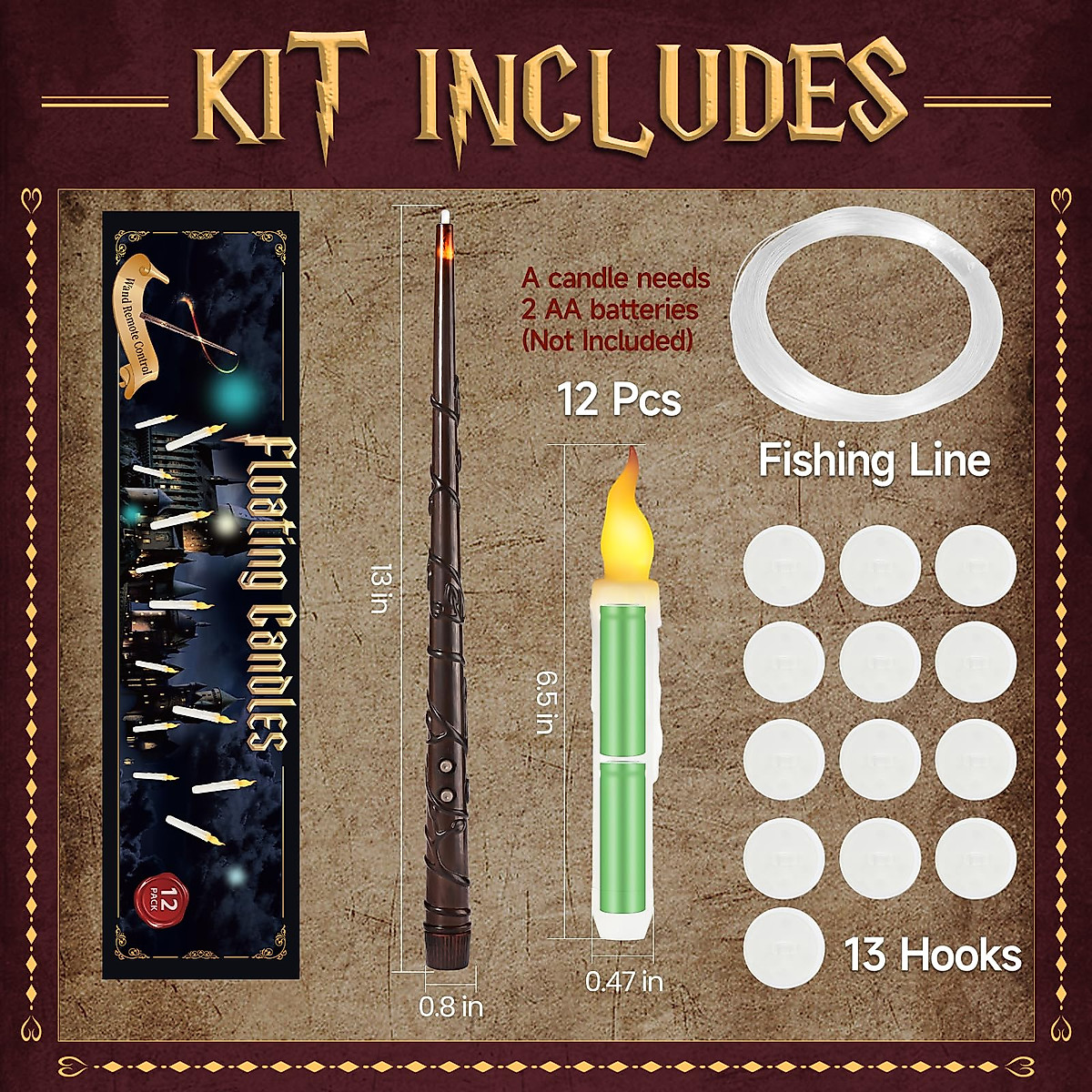 Floating Candles 12 Pcs, Halloween Decorations Candles with Magic Wand Remote Control-Battery Operated Flickering Flameless Candles for Halloween Decor, Chrismas Party, Birthday, Wedding, Church