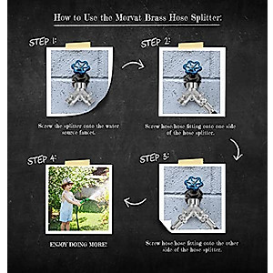 Morvat Heavy Duty Nickel Plated Brass 2 way Y Splitter Garden Hose Hexagonal Connector with Comfortable Grip Shut Off Valves, Adapter for Water Tap, Outlet, & Spigot, Includes 2 Extra Rubber Washers