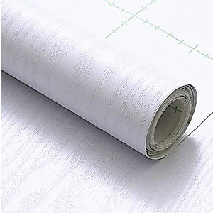 Teemall 3D White Wood Grain Sticker Decorative for Countertops Cabinets Shelf Liners Doors Self-Adhesive Film Waterproof Removable Wallpaper 15.8inch by 79inch