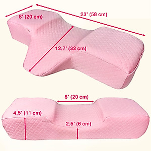 XOLLOZ | Lash Bed Mattress + Pillow (Pink) | Comfortable Mattress Topper - with Four Corner Straps & Anti-Slip Bottom | Curved Lash Bed Pillow with Neck and Back Support, Two Pockets On The Sides