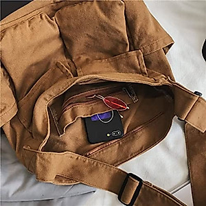 Unisex Canvas Crossbody Bag Hobo Messenger Bags Casual Bag Grunge Bag Shopping Shoulder Bag Large Tote Handbag Multi-pocket