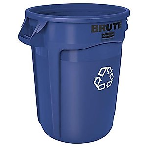 Rubbermaid Commercial Products Brute Heavy-Duty Round Recycling/Composting Bin, 20-Gallon, Recycle, Trash Can/Waste Container for Home/Garage/Bathroom/Outdoor/Driveway