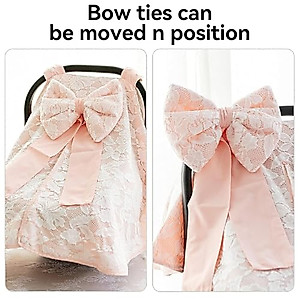 Baby Carseat Canopy Cover with Bow for Girls Boys with Bow Stroller and Cart Cover Carseat Nursing Cover for Newborn