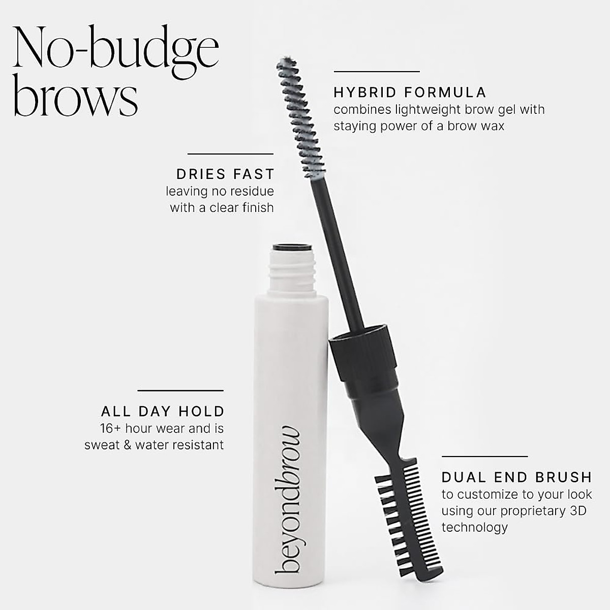 BEYONDBROW 3D Brow Gel & Wax with Lamination Effect, 2-In-1 Hybrid Formula - From Soft, Natural Brows to Fluffy, Feather Brows - Vegan, Cruelty-free, Long Lasting, Water-resistant