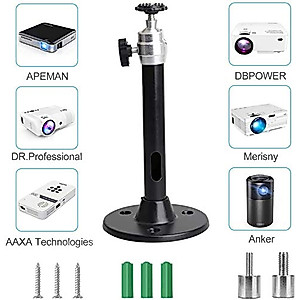 YiePhiot Mini Ceiling Wall Projector Mount Stand Compatible with QKK, DR.J, DBPOWER, Anker, VANKYO, AAXA, Jinhoo, PVO, TMY, AuKing and Most Other Mini Projector (175mm, Black)