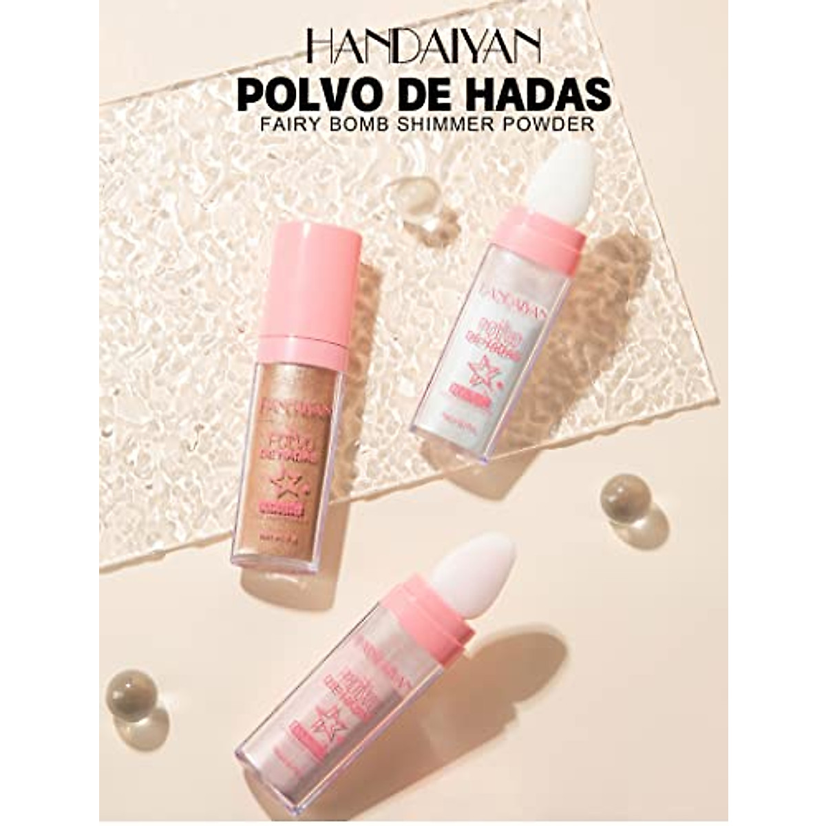 3 Color Polvo De Hadas Fairy Highlight Patting Powder Highlighter Body Brightens the Natural Three-dimensional Face Powder Blusher (Trio)