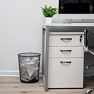 Mind Reader Garbage Waste Basket Recycling Bin Set, Round Metal Mesh, Black