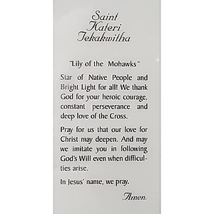 Religious Bookmark and Silver Tone Pendant Medal Catholic Keepsake Gift Set for Reading Lovers, Patron Saint of Ecology St Kateri Tekakwitha Bible Scripture Page Tracker and Prayer Card