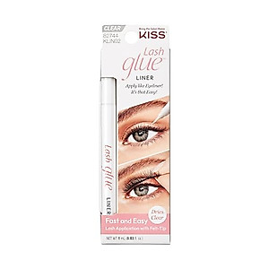 KISS Lash Glueliner, Eyeliner Lash Glue, 2-in-1 Felt-Tip Eyeliner and Lash Adhesive, Includes 1 Glue Liner, Long Lasting Wear, Can Be Used with Strip Lashes and Lash Clusters