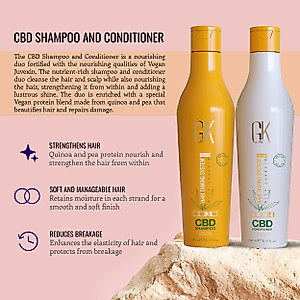 GK HAIR Global Keratin Hemp Shampoo and Conditioner Sets (8.11 Fl Oz/240ml) Hydrating Strengthening Damaged Repair Provides Nourishing & Shine Infused with Natural Organic Vegan Sulfate Paraben Free