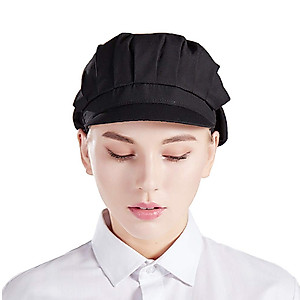 Nanxson 3pcs Unisex Chef Hat Elastic Chef Cap Kitchen Baking Cooking Hat for Men Women with Brim CF9035 Black