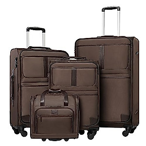 Coolife Luggage 4 Piece Set Suitcase Expandable TSA lock spinner softshell