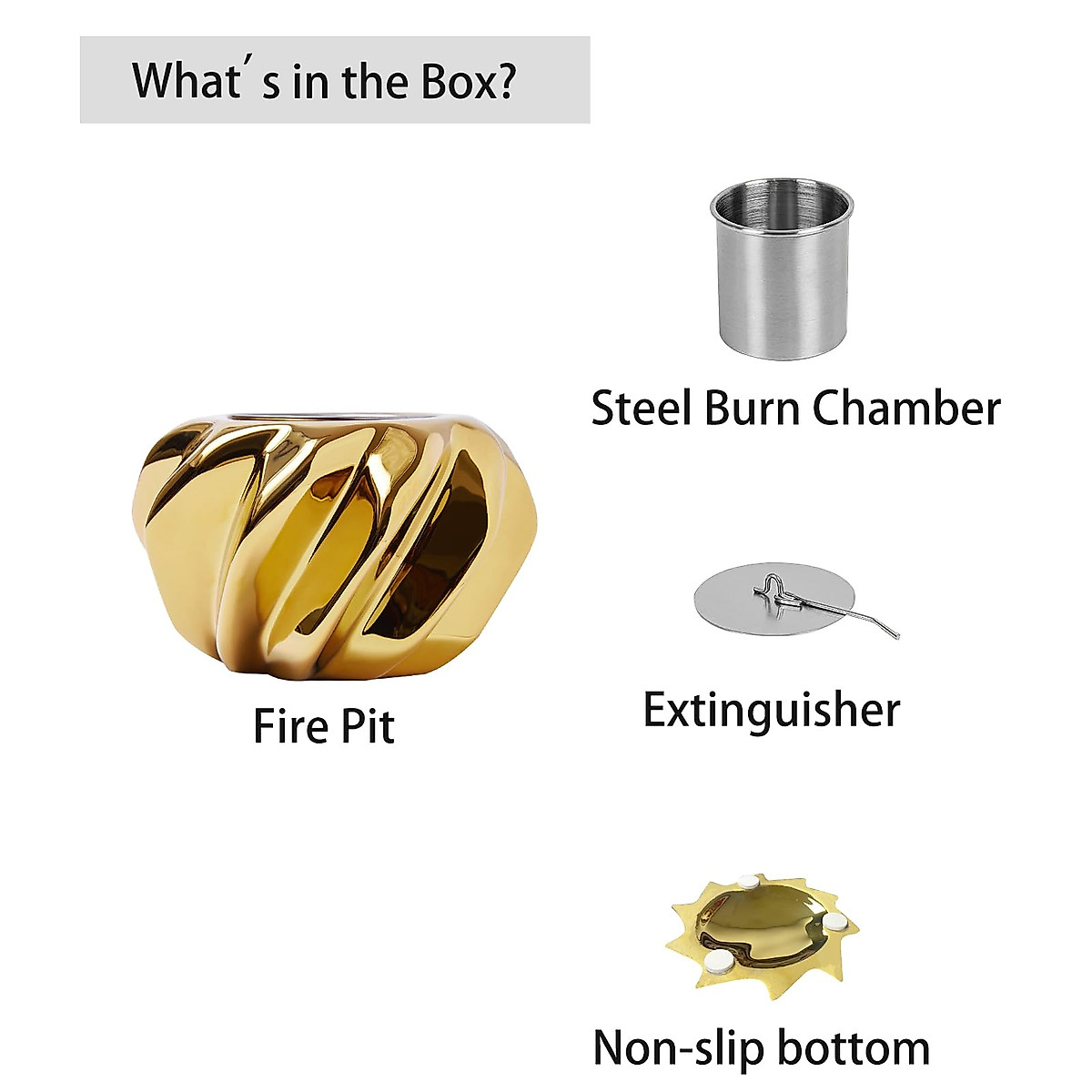 Sapbontchi Table Top Firepit, Small Fire Pits for Outside Patio/Indoor Portable Tabletop Fire Pit in Golden, Modern Home Tabletop Decor Clearance Living Dining Room Patio Balcony Backyard Garden