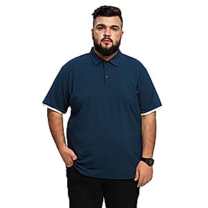 Aiyino Men's Big and Tall Classic Fit Short Sleeve Solid Soft Cotton Polo Shirt 4XL Navy