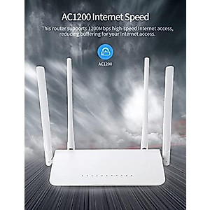 ZJX Gigabit Dual Band Routers for Wireless Internet, AC1200 WiFi Router for Home, Long Range Coverage, MU-MIMO, AP Mode, Guest WiFi and Parental Control, white