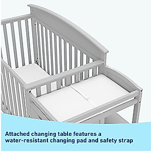 Graco Benton 5-in-1 Convertible Crib and Changer (Pebble Gray) – Crib and Changing Table Combo, Includes Water-Resistant Changing Pad, 3 Drawers, Converts to Toddler Bed, Daybed and Full-Size Bed