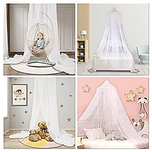 Bed Canopy for Girls with Glowing Stars in The Dark, White Princess Bed Curtain for Baby Crib, Kids Bed &amp; Toddler Bed, Twin, Full &amp; Queen Bed, Mosquito Net Canopy for Girl Room, Fire Retardant Fabric