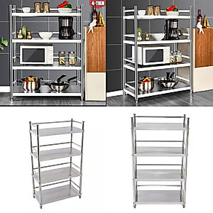 YEDECOR 4-Shelf Heavy Duty Storage Shelving Unit Stainless Steel Organizer Rack Free Standing Storage Shelf for Laundry Bathroom Kitchen Pantry, Silver,35.4" Lx15.8 Wx59.1 H