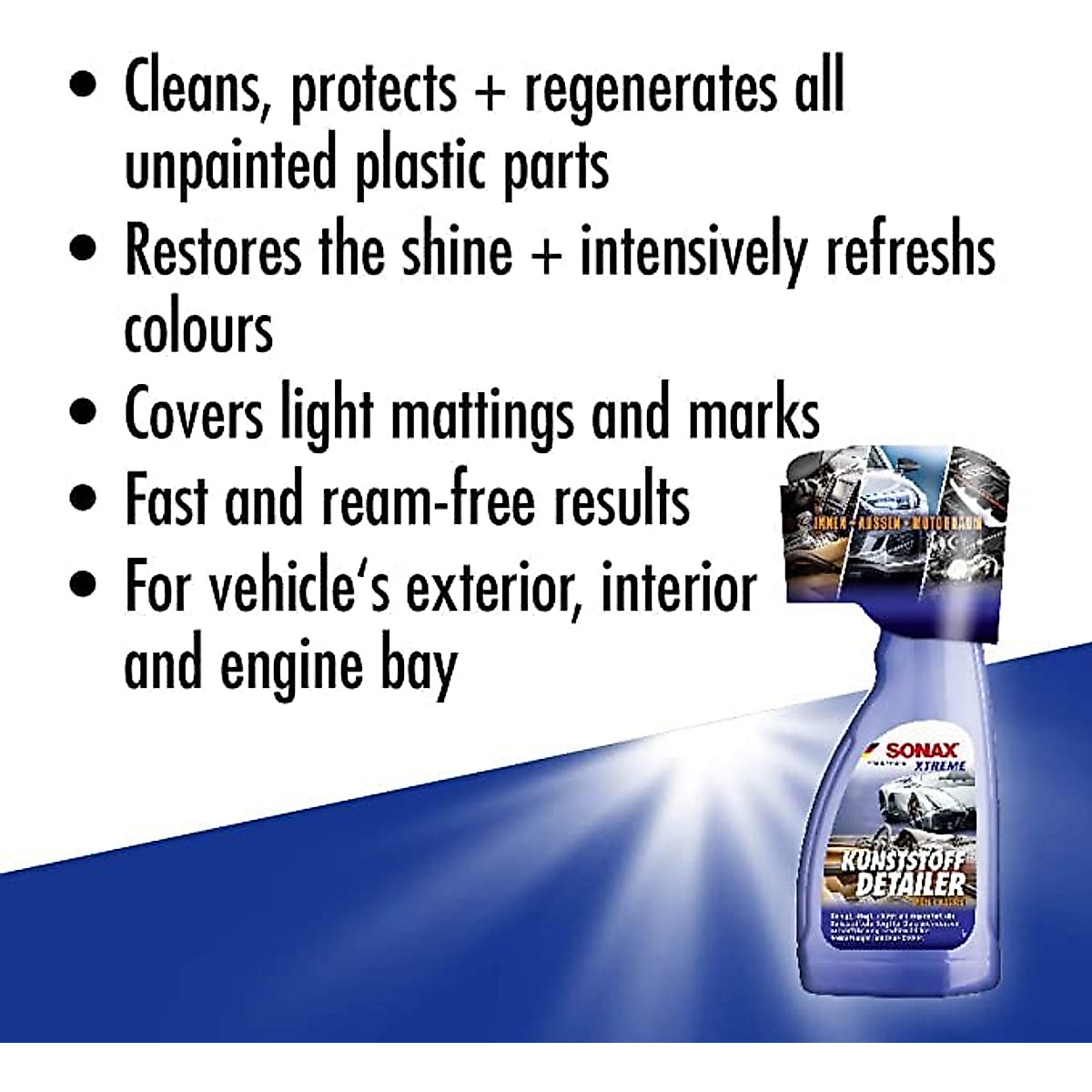 Sonax Plastic Detailer | Water Based Dressing | Shiny Plastic Dressing or Can Dilute 1:1 for Matte Finish | Perfect for Any Engine Dressing | (500ml or 16.9oz)