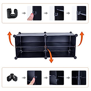 Shoe Rack Organizer, 6 Tier Shoe Storage Cabinet with Doors for Closet, Stackable 24 Pair Plastic Shoe Shelves Organizer,Expandable Free Standing Shoe Rack for Entryway Bedroom Hallway