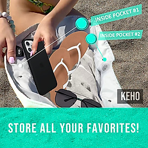 Keho Waterproof Canvas Beach Bag with Pockets For Women (Sandproof) - Navy …