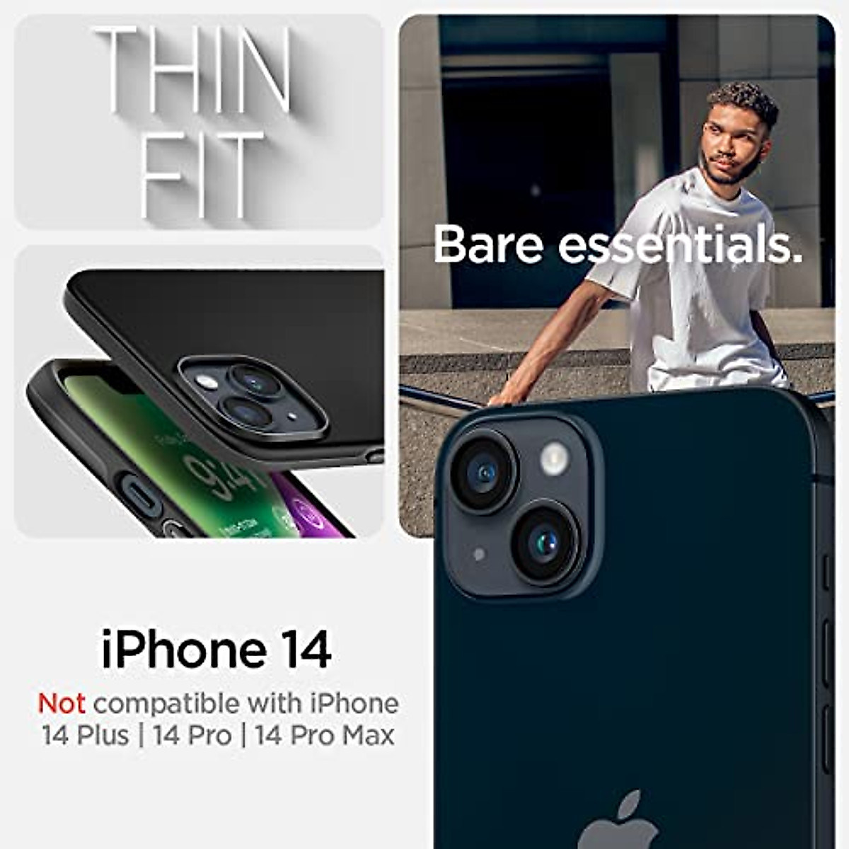 Spigen Thin Fit Designed for iPhone 14 Case (2022) - Black