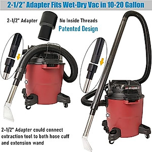Happy Tree Shop Vac Extraction Accessory with 2-1/2" Reducer for Upholstery & Carpet Cleaning and Auto Detailing, Small 3-1/2" Clear Head Extractor Attachment for 10-20 Gallon Wet-Dry Vacuum Cleaners