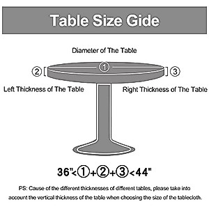 misaya Round Fitted Tablecloth with Elastic Edge, 100% Waterproof Oil Proof Plastic Table Cover, Vinyl Flannel Backed Table Cloth Fits 36"-44" Round Tables for Dinner, Outdoor, Picnic, Flowers