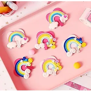 18Pcs Rainbow Wall Hook Cute Clouds Star Rainbow Key Hat Towel Hooks Adhesive Drill Free Wall Hangers Wall- Mounted Hanger Wall Clothes Hooks for Home Office Kids Room