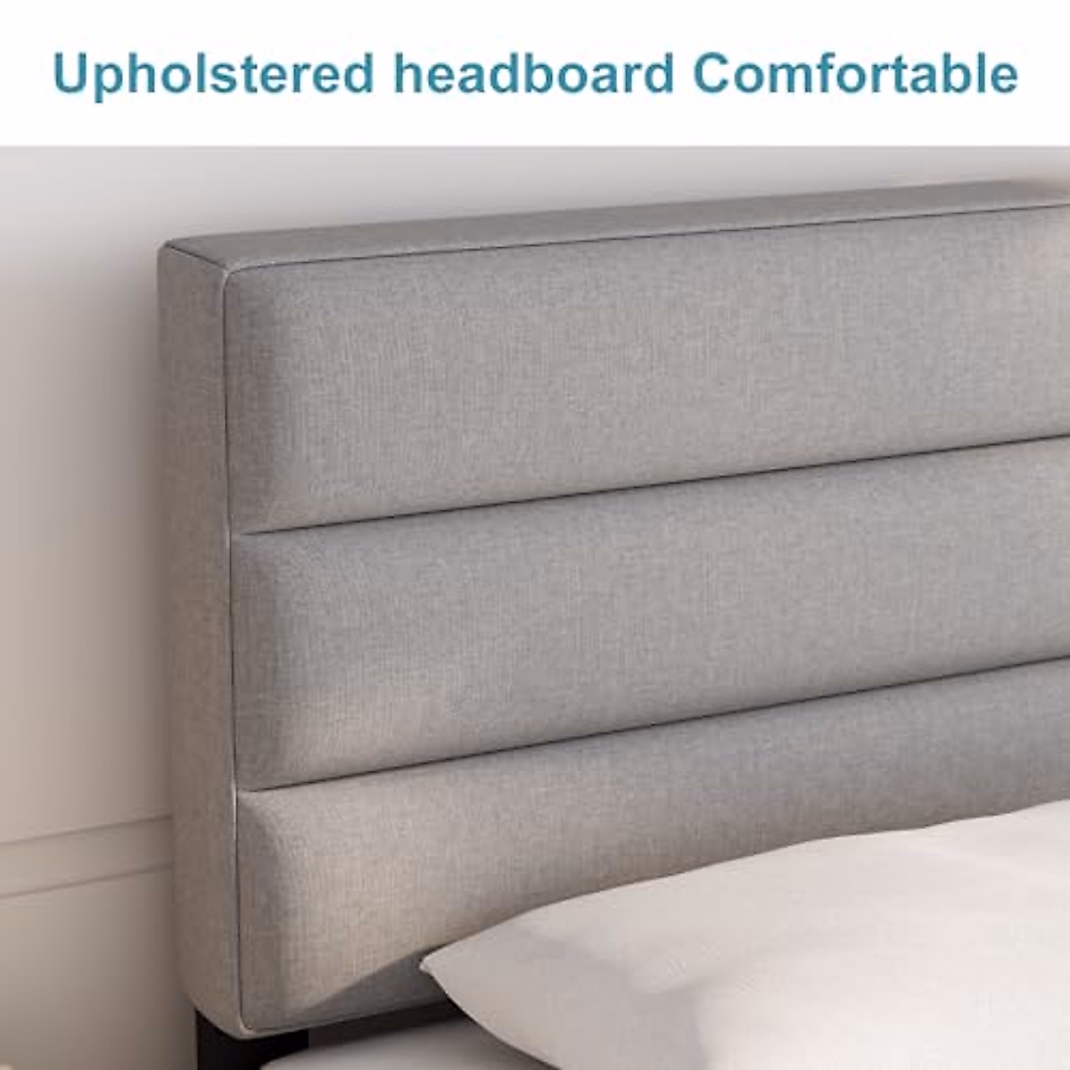 IYEE NATURE Bed Frame Full Size with Headboard,Sturdy Platform Bed with Wooden Slats Support,No Box Spring,Mattress Foundation,Easy Assembly,Grey